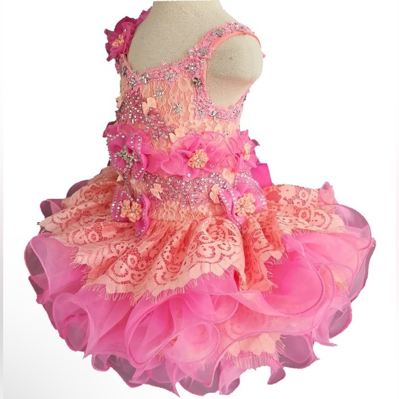 Dresses | New 1218 1824 Months Coral Peach Lace Diamond Accents Pageant ...